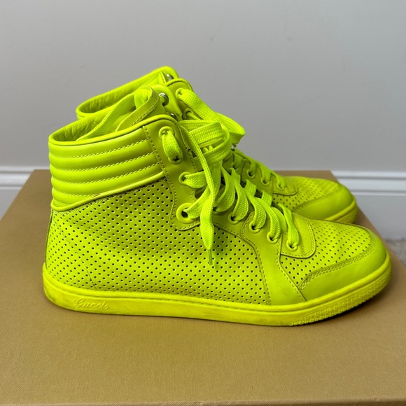 Gucci | Shoes | Authentic Gucci Coda Neon Yellow Leather Hightop ...